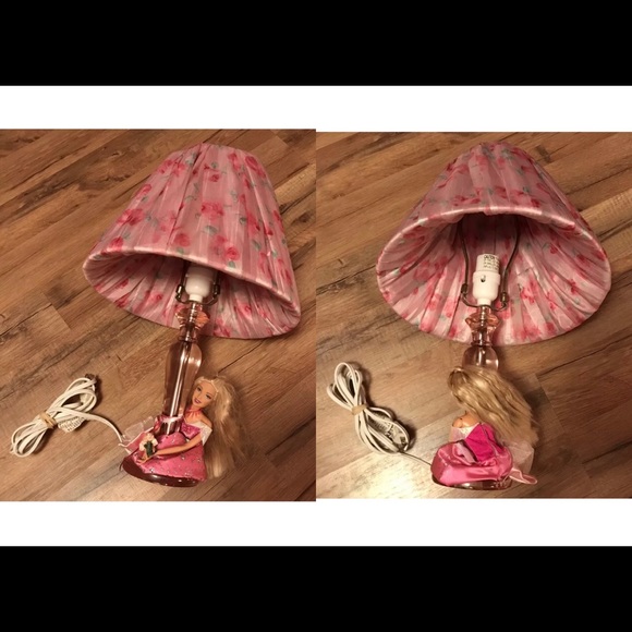 Barbie | Other | Handmade Barbie Lamp Pink Blonde Floral Unique ...